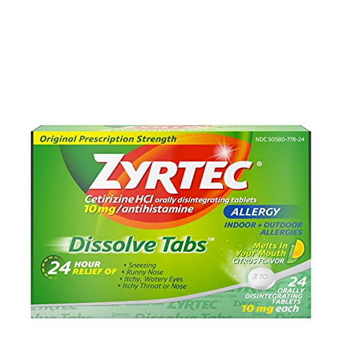 Zyrtec 24 Hour Allergy Dissolve Tablets with Cetirizine HCl ...