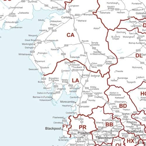 UK White Postcode Area Medium Wall Map (AR4) – 23.5″ x 33.25″ Laminated ...