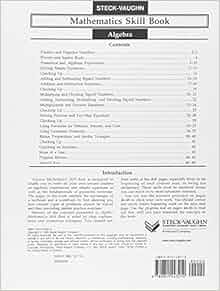 Mathematics Skill Book: Algebra (Steck-Vaughn Mathematics Skill Books ...