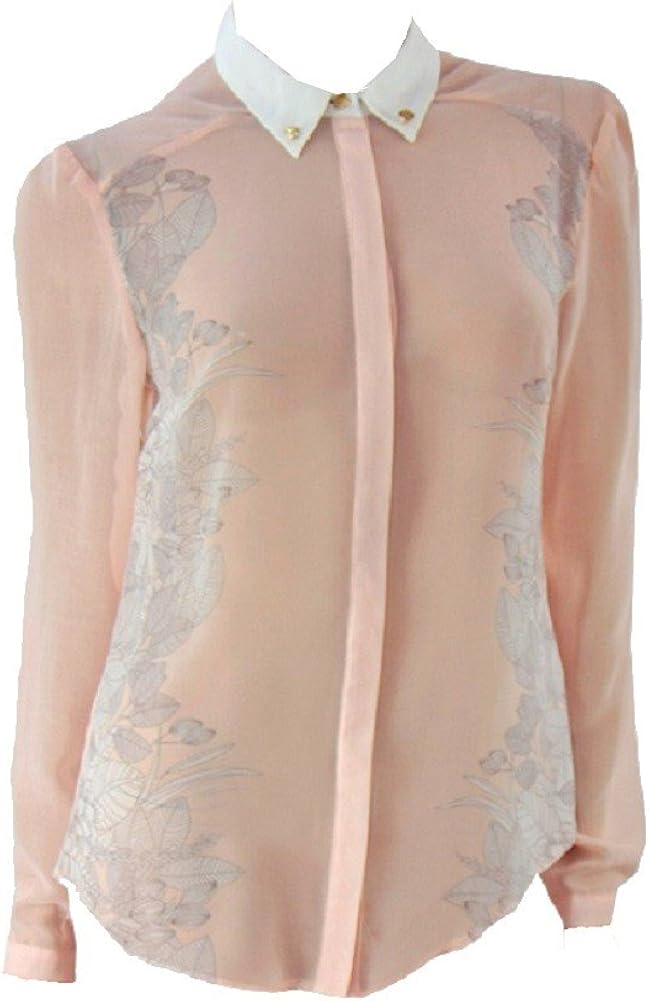 Klassywear Ladies Light Blue & Pink Floral Print Chiffon Longsleeve ...