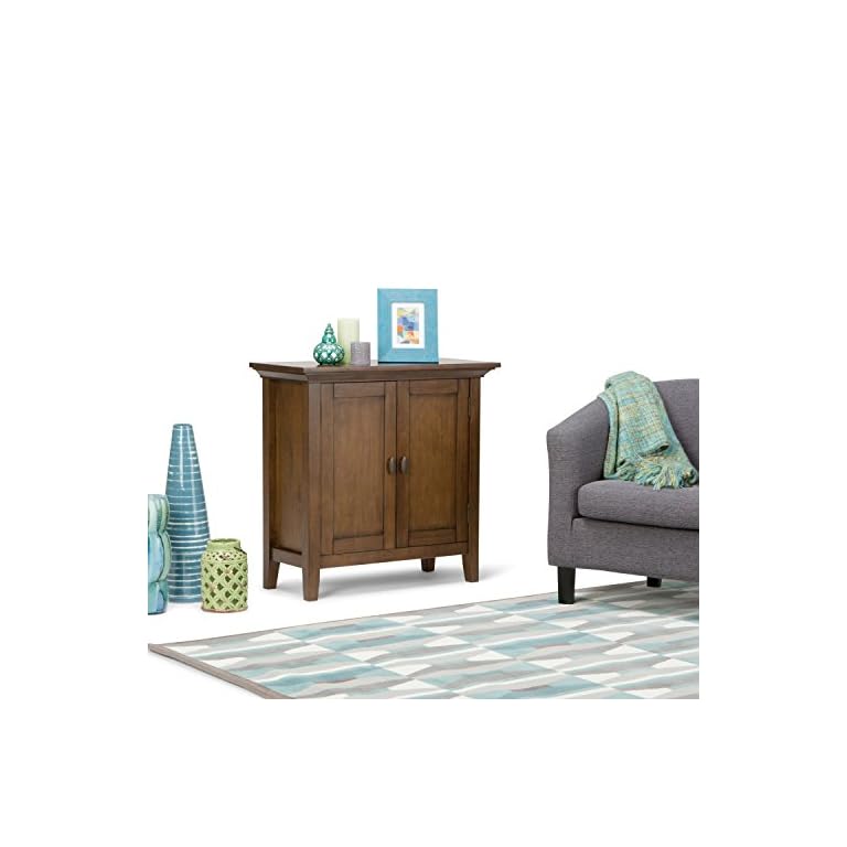 SIMPLIHOME Redmond SOLID WOOD 32 inch Wide Rustic Low Storage Cabinet ...