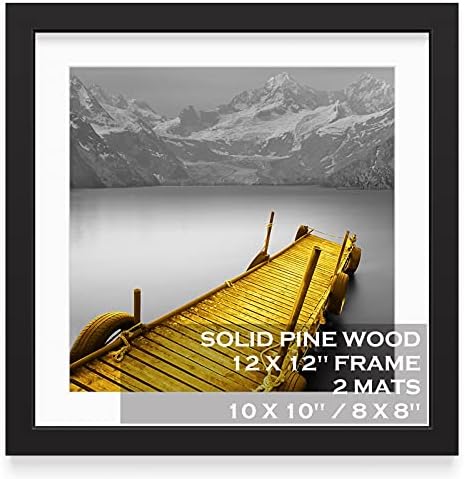 12x12 Picture Frames Black Solid Wood Display Pictures 10x10 or 8x8 ...