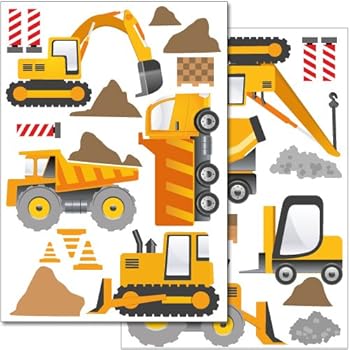 Amazon.com: Construction Equipment Wall Decals Removable Wall Stickers ...