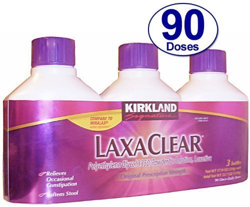 Kirkland LaxaClear, 90 Daily Doses, Polyethylene Glycol 3350, Compare ...
