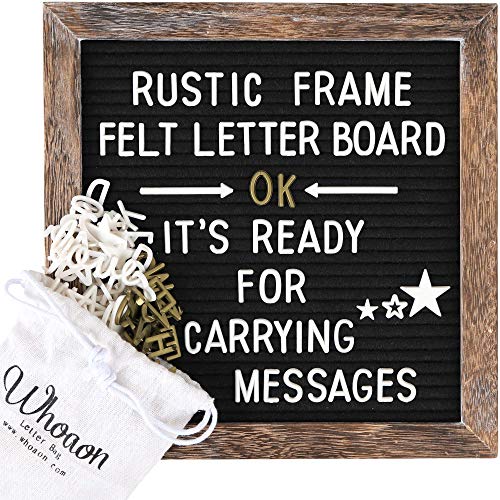 Rustic Wood Frame Black Felt Letter Board 10x10 inch with Letters ...