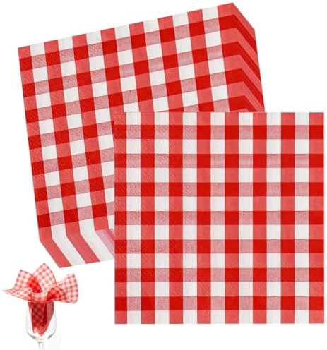 سعر Checkered Gingham Paper Napkins – 40 Pcs Disposable Cocktail ...