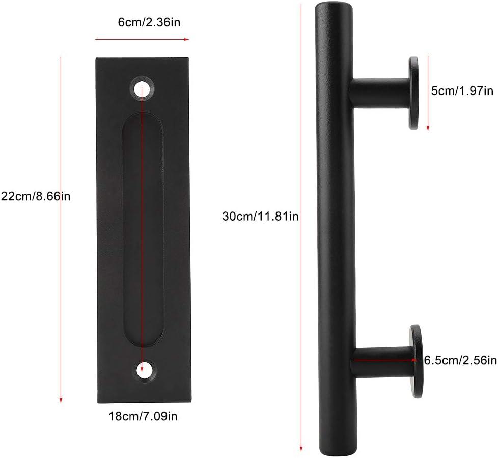 Sliding Barn Door Pull Handle Black Heavy Duty Carbon Steel Wood Door ...
