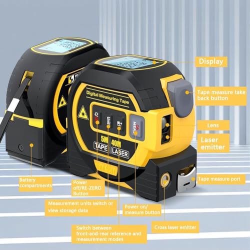 3-in-1 Infrared Laser Tape Measuring, 40M Laser Rangefinder And 5M Tape ...