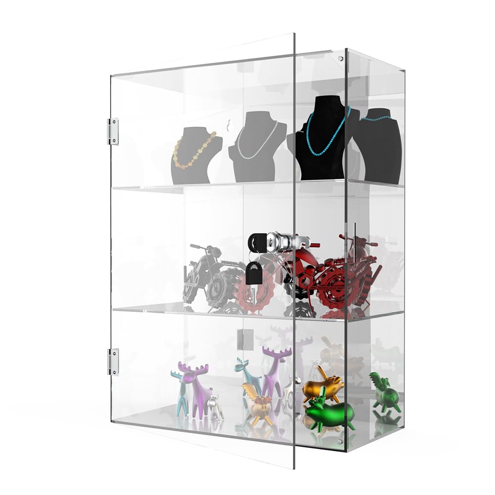 Clear Acrylic Countertop Display Case: 3-Tier Showcase with Lock Key ...