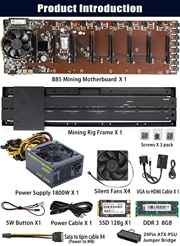 Ethereum GPU Mining Rig ETH Miner Completo con 8 GPU Mining Motherboard ...