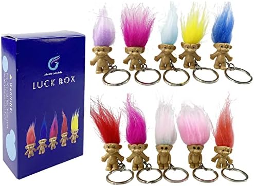 Yintlilocn 10Pack Cute TROLL DOLLS Key ring Crazy Colour Hair Figurine ...