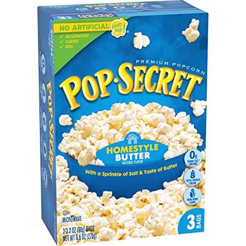 Pop Secret Microwave Popcorn, Homestyle Butter Flavor, 3.2 Oz Sharing ...