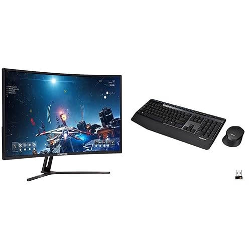 Sceptre 32-inch Curved Gaming Monitor (C325B-185RD) and Logitech MK345 ...