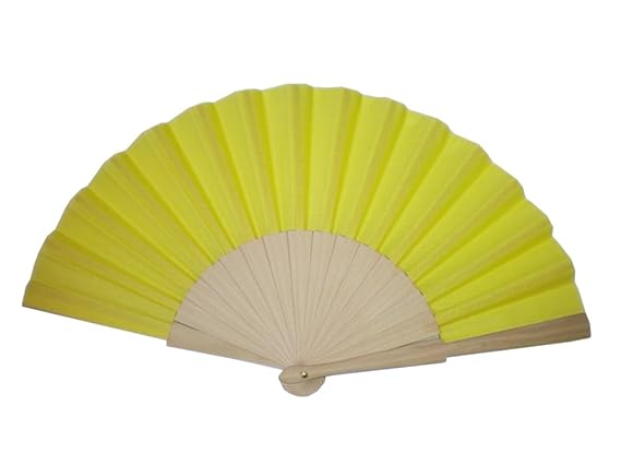 Yellow Wooden/Fabric Hand Fan: Amazon.co.uk: Garden & Outdoors