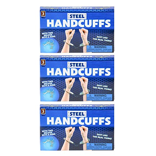 ArtCreativity 10.5 Inch Metal Handcuffs for Kids - Pack of 3 - Steel ...