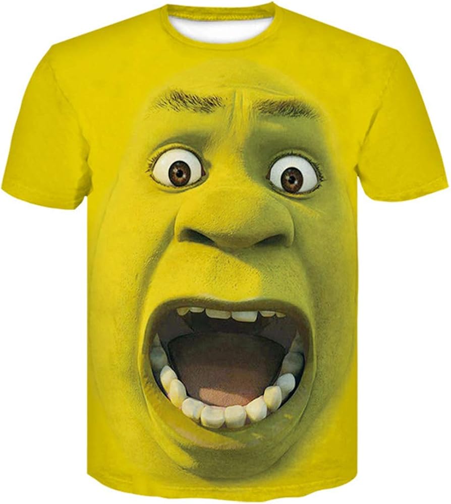 Union Power Funny Shrek Shirt, 3D Front Print Green Short Sleeve Adult ...