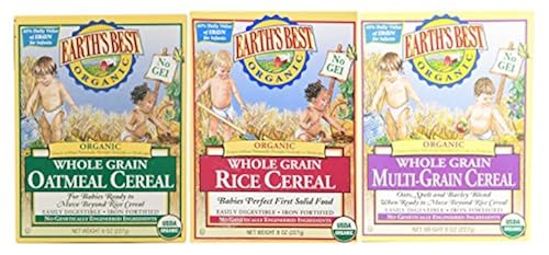 Earth's Best Organic Whole Grain Rice, Whole Grain Oatmeal & Multi ...
