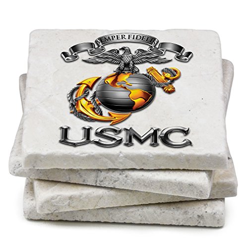 US Marine Corps Natural Stone Coaster - Gift A Soldier