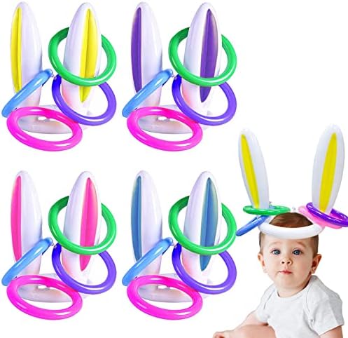 Easter Inflatable Bunny Ring Toss Game 4 Pack,Easter Rabbit Ears Ring ...