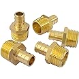 Amazon.com: Hooshing 5 Pack Pex 1/2 Inch x 1/2 Inch NPT Male Adapter Brass Crimp Fitting ...