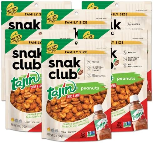 Snak Club Tajin Clasico Peanuts, Chili & Lime Nuts, Mild in Heat Bold ...