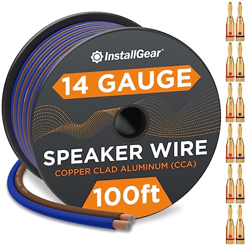 InstallGear 14 Gauge Speaker Wire with Banana Plugs (12 Plugs, 100 ft ...