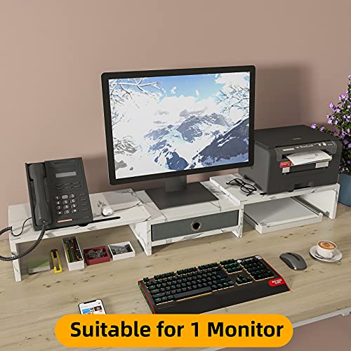 WESTREE Dual Monitor Stand Riser with Drawer-Monitor Stand Riser for 2 ...