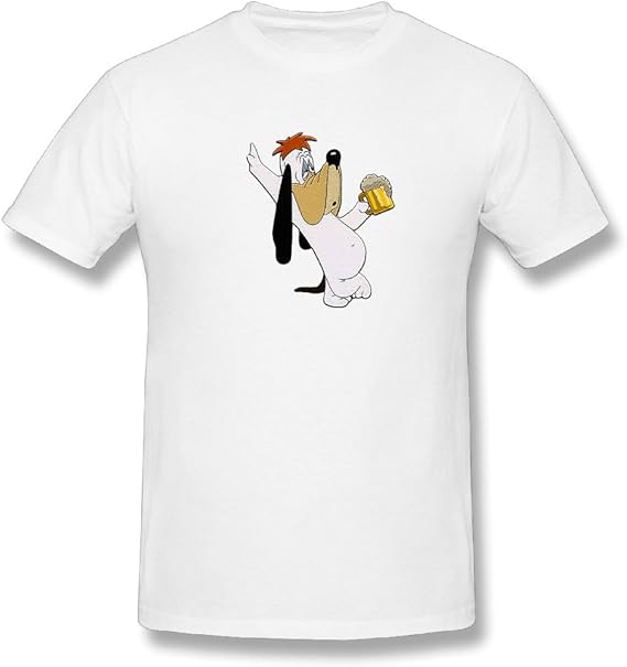 Amazon.com: TSHIRTII-001 TEE-Adult Droopy Dog Holding Cup Short Sleeve ...