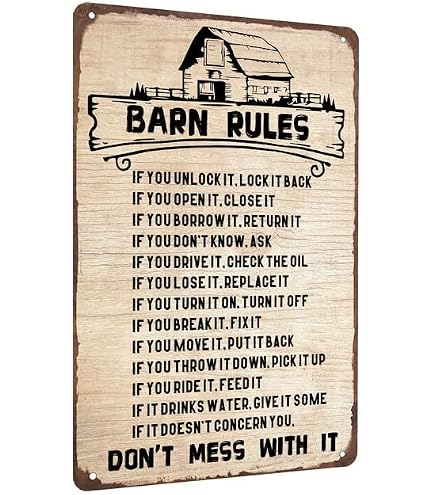 My Barn My Rules Signs