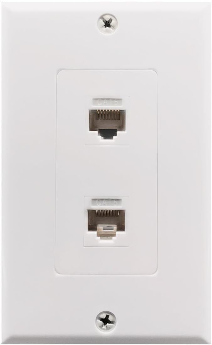 Fly Tiger Placa de Pared y Llave de 2 Puertos, categoría 6, Conector ...