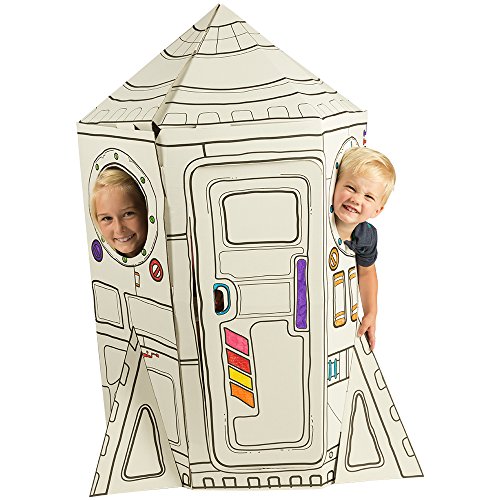 Cardboard Playhouse for Kids to Color - Create an Easy Rocket - Want It All