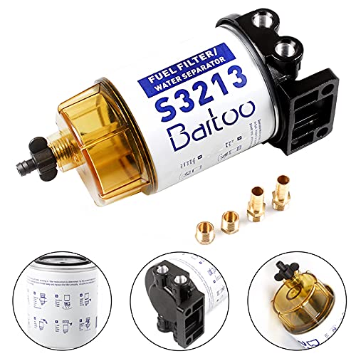 BARTOO S3213 Marine Fuel Water Separator Filter Assembly,3/8 Inch NPT ...