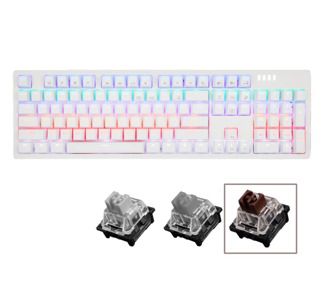 Mua ABKO K515 RGB Gaming Quick Swap Switch Mechanical Keyboard (English/Korean Keycaps) (White ...