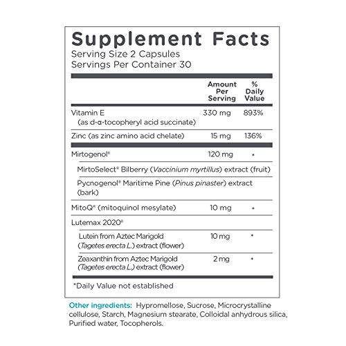 MitoQ Eye 60 Capsules CoQ10 Antioxidant - MitoQ w/Lutein, Zeaxanthin ...