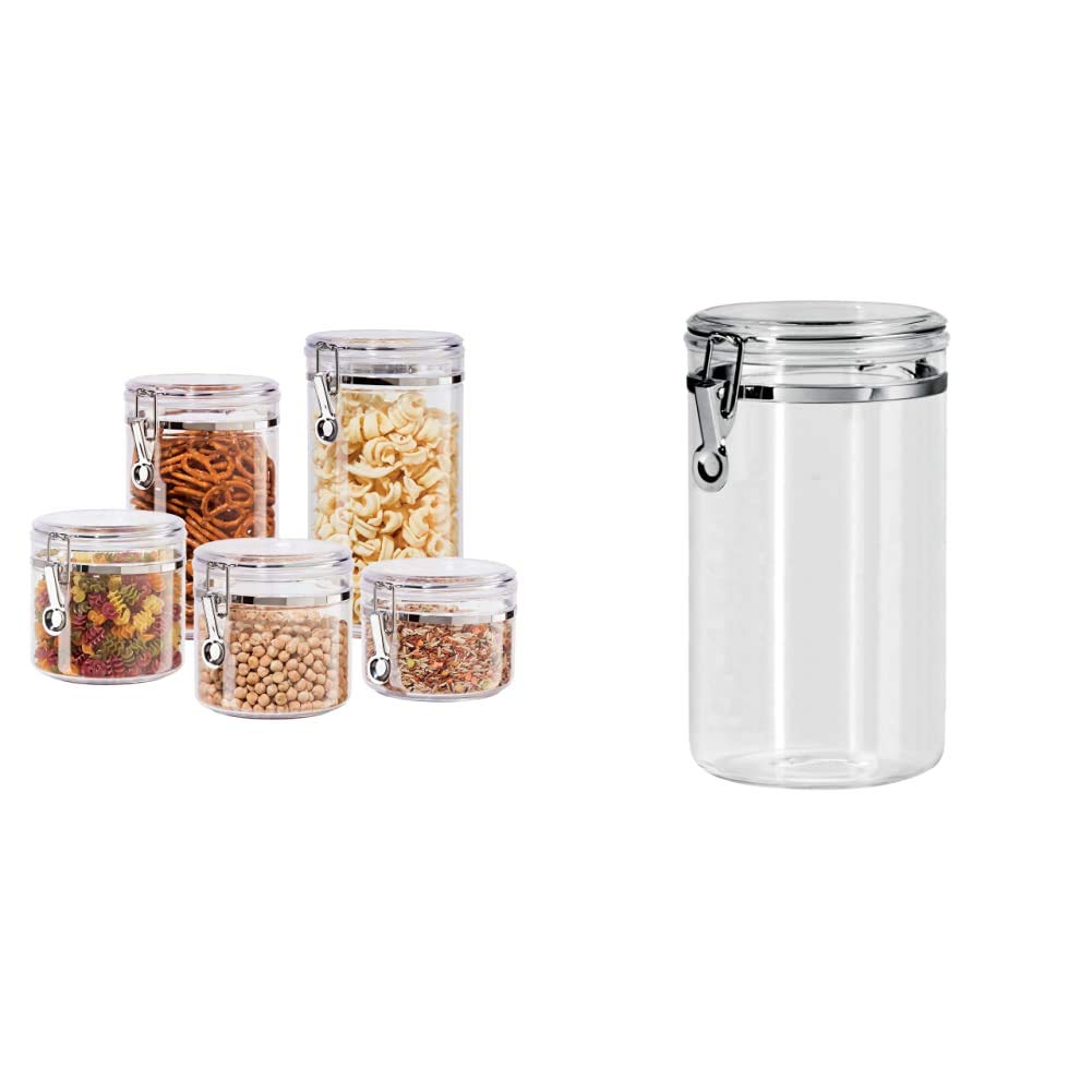 Mua Clear Canister Set with Clamp Lids (5pc) | Large 72 oz Airtight ...