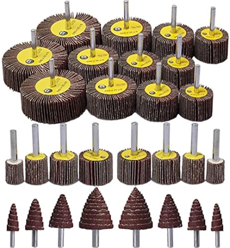 Abrasive Flap Wheel Sander Set,28 Pack 80 Grit 1/4" Shank Mounted ...