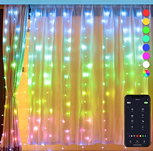 Smart Led Curtain Lights, 9.8ft x 9.8ft WiFi RGB Color Changing Window ...