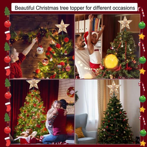 Christmas Star Tree Topper, Plug In Sliver Glittered 3D Star Tree ...