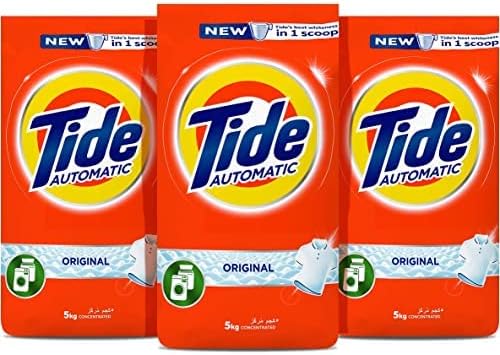 سعر Tide Automatic Laundry Detergent Powder, Original Scent, 15KG (3 x 5KG) - Packaging may vary ...