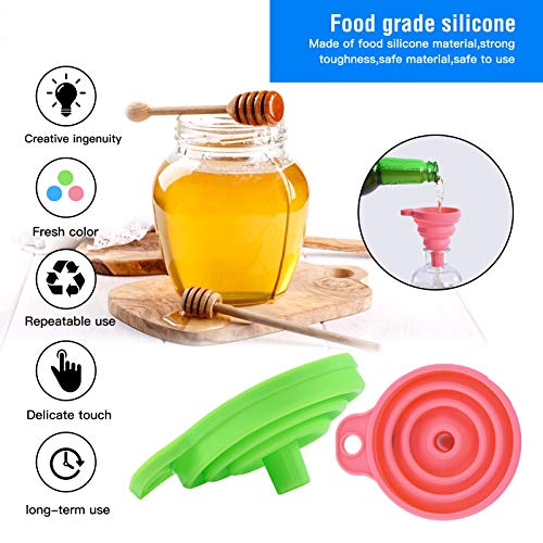 Kitchen Silicone Collapsible Funnel Set of 3,Small and Large,Flexible-Foldable-Cooking-Food ...