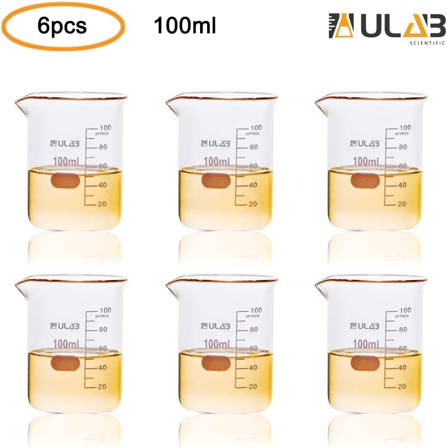 ULAB Scientific Glass Beaker Set, Vol.100ml, Shot Glass, 3.3 ...