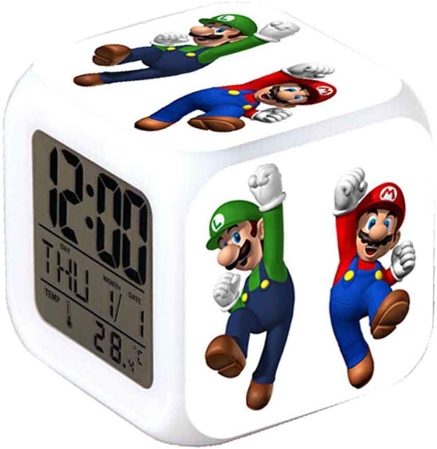 Amazon.com: ASLNSONG Super Mario Bros 7 Colors Change Digital Alarm ...
