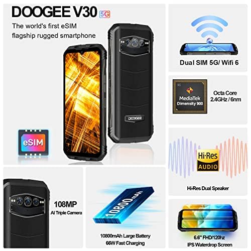 DOOGEE V30 Rugged Smartphone, eSIM Dual 5G 15GB+256GB Rugged Phone ...