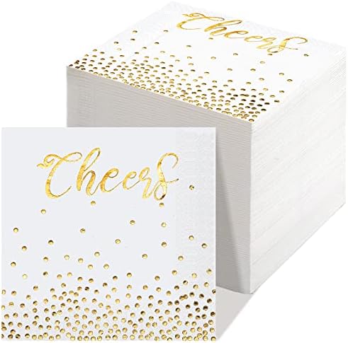 Jetec 120 Pack Gold Napkins White and Gold Napkins Paper Cocktail ...