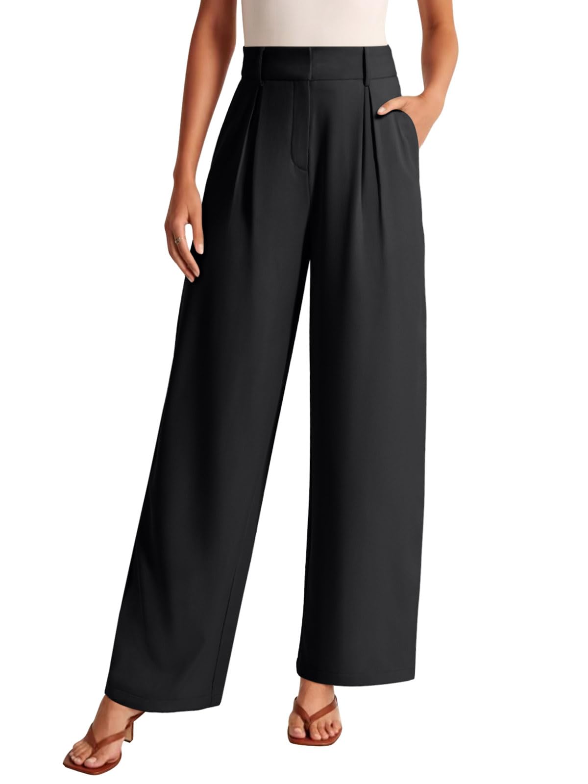 NIMIN High Waisted Work Pants for Women Straight Leg Dressy Trousers ...