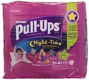 Huggies Pull-Ups Night-time for Girls, Jumbo Pack, Size 3T-4T (32-40 ...
