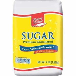 Amazon.com: Baker's Corner Premium Granulated Sugar - 4 lb. Bag ...