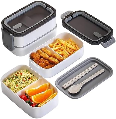سعر Bolivia's Bento Box, Double Layer Lunch Box with 2 Partitions, Stackable Bento Box with ...