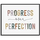 Amazon.com: Progress Over Perfection Wall Art, Motivational Typography ...