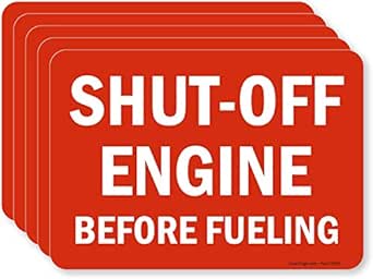 SmartSign "Shut-Off Engine Before Fueling" Pack of 5 Labels | 7" x 10 ...